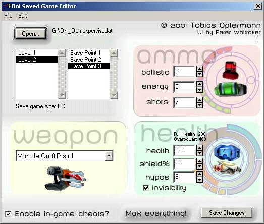 Oni Savegame Editor - OniGalore